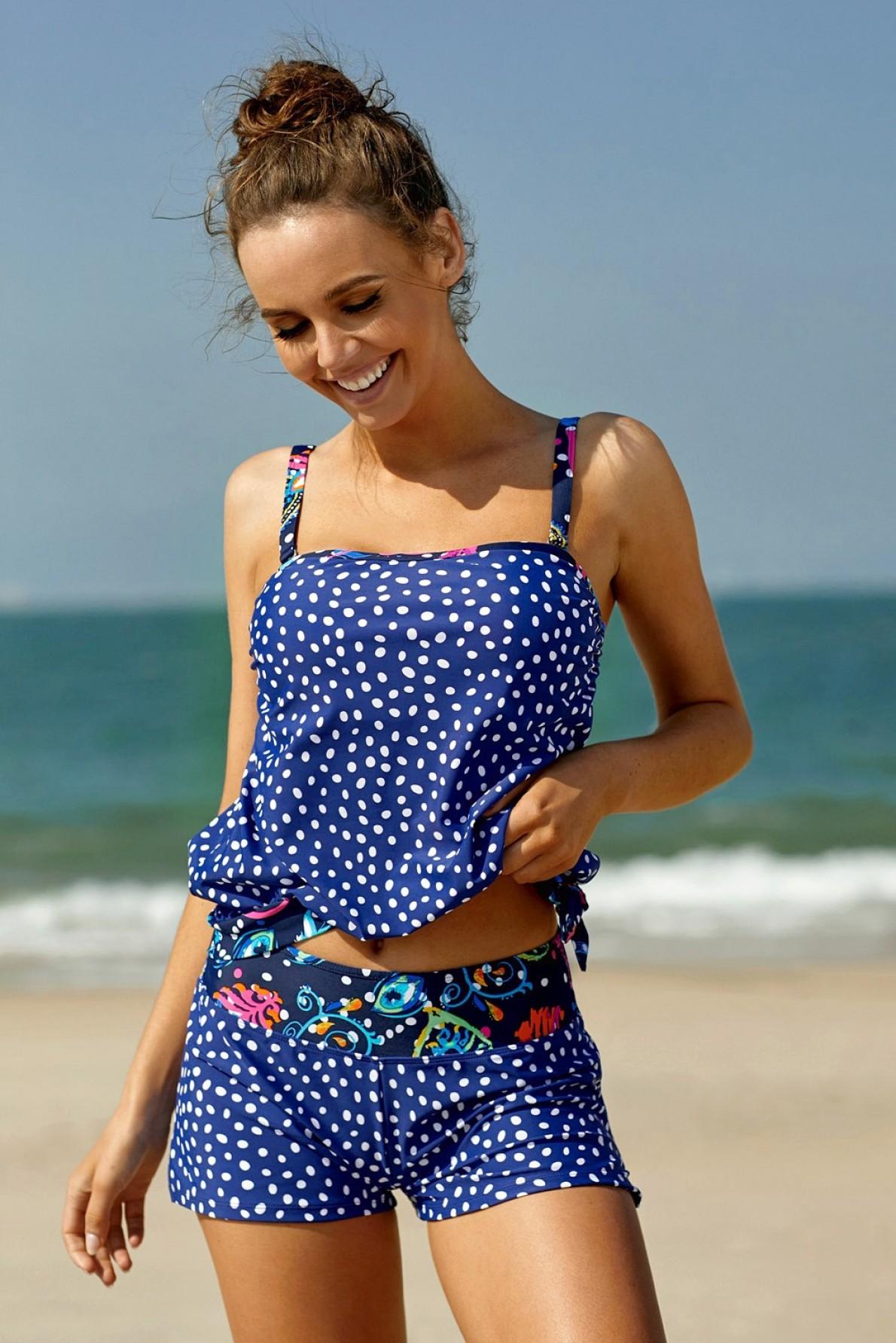 Modre pikčaste tankini kopalke Jenny